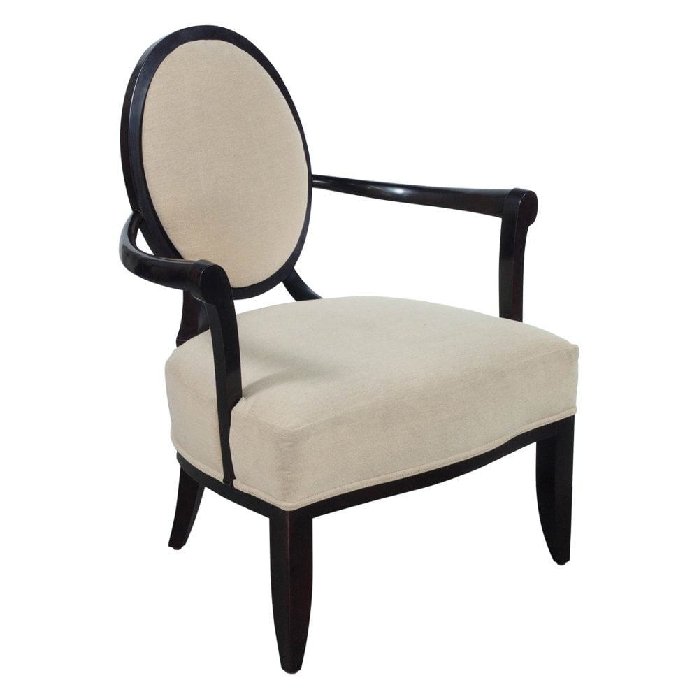 Baker Oval X-Back Used Espresso Wood Side Chair, Tan - National Office Interiors and Liquidators