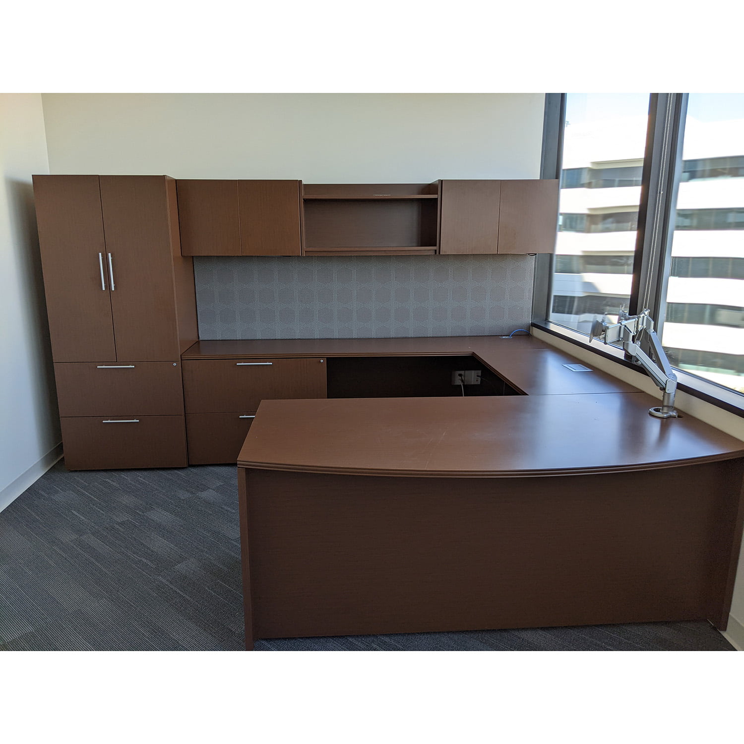 OFS First Office Used U-Shaped Executive Desk Set with Left Return, Walnut - National Office ...