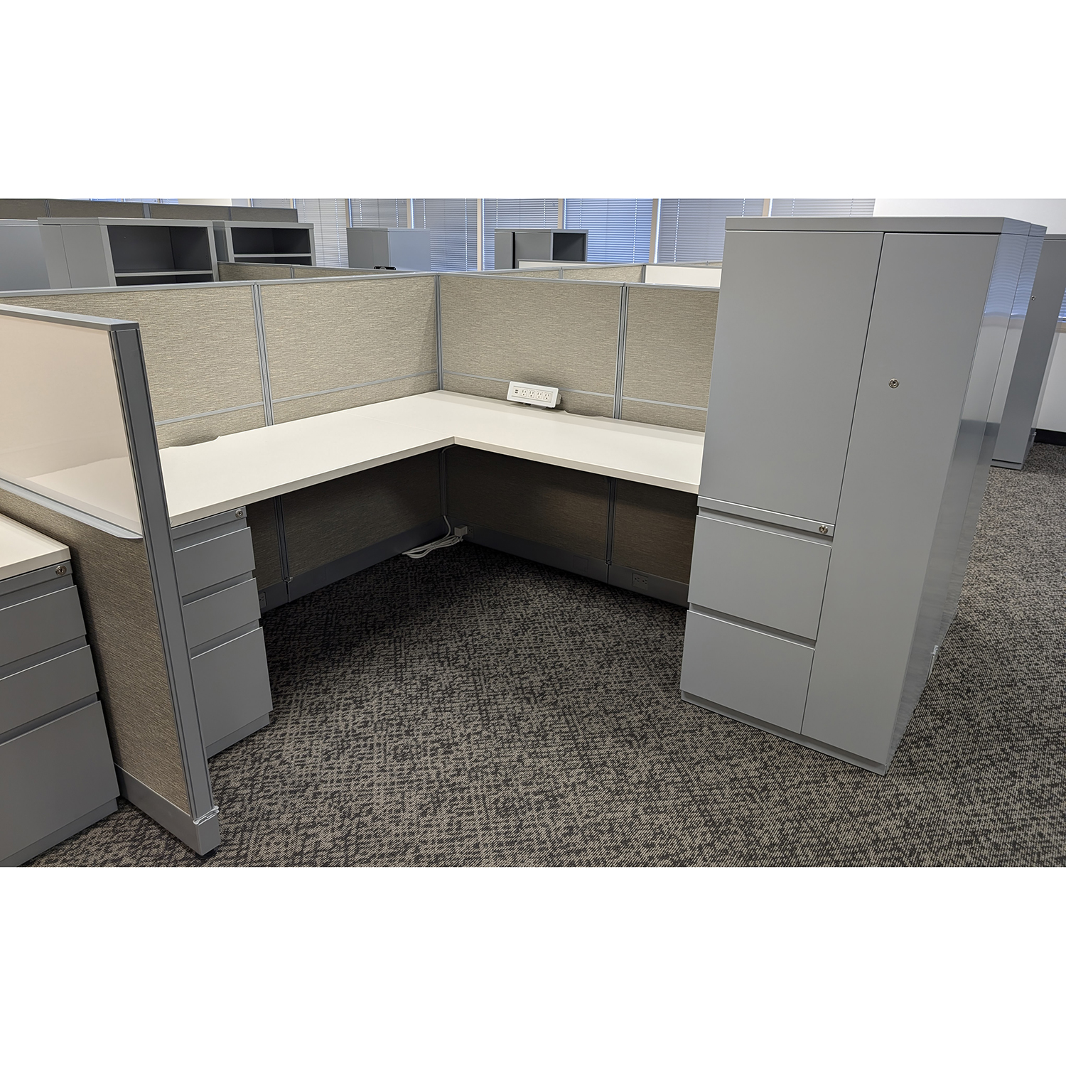 6x7 Haworth UniGroup Used Buddy Station, Taupe and Blue - Sold in Rows - National Office ...
