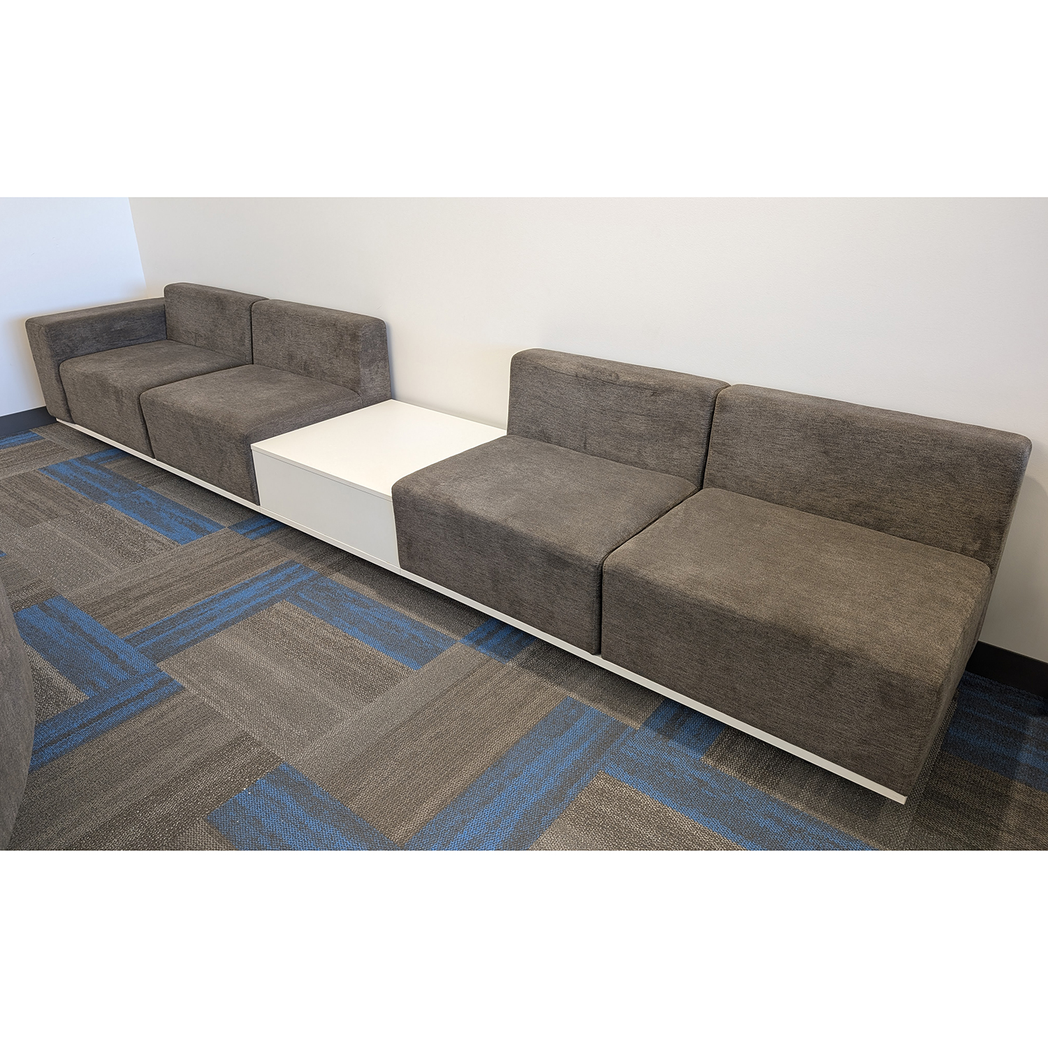 Used Reception Sofas w Table, Gray and White - National Office Interiors and Liquidators