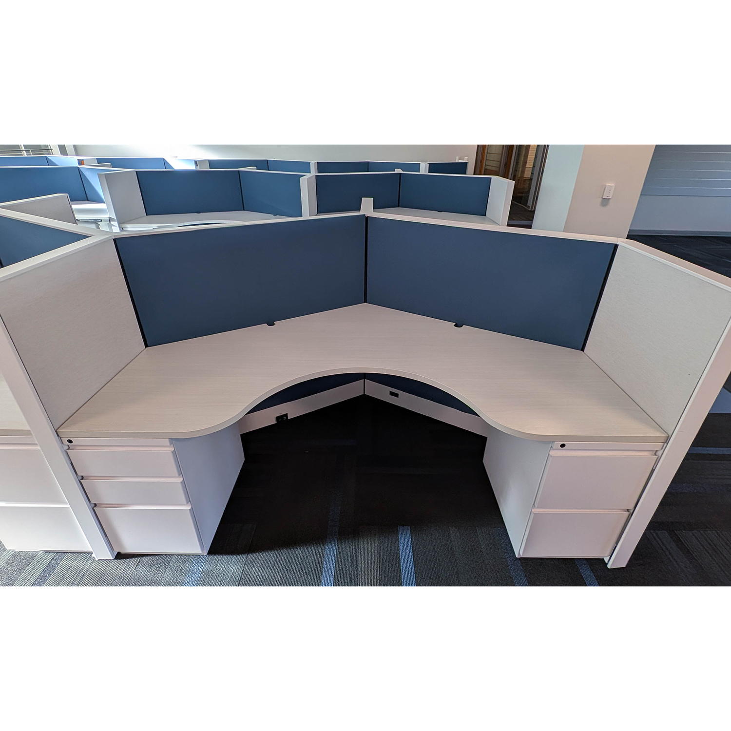 6x5 Knoll Dividend Used 120-Degree Workstation, Blue and White - Sold in Pods - National Office ...