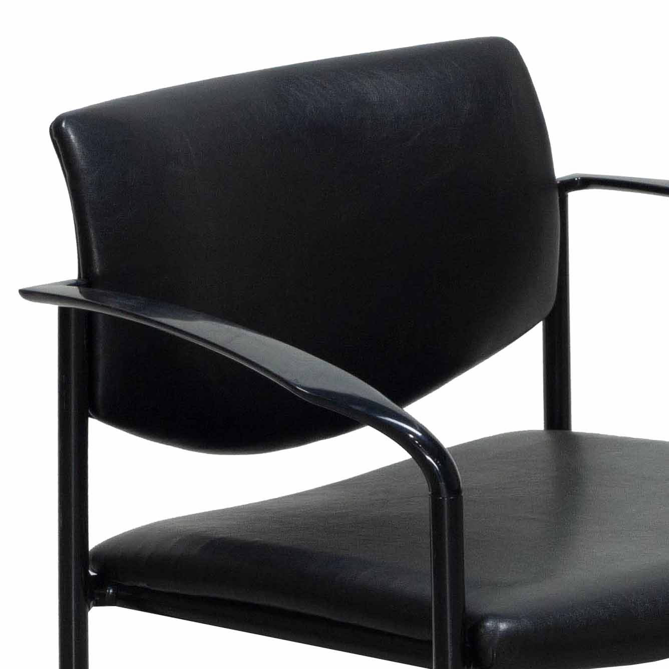 Steelcase Player Used Leather Stack Chair, Black - National Office ...