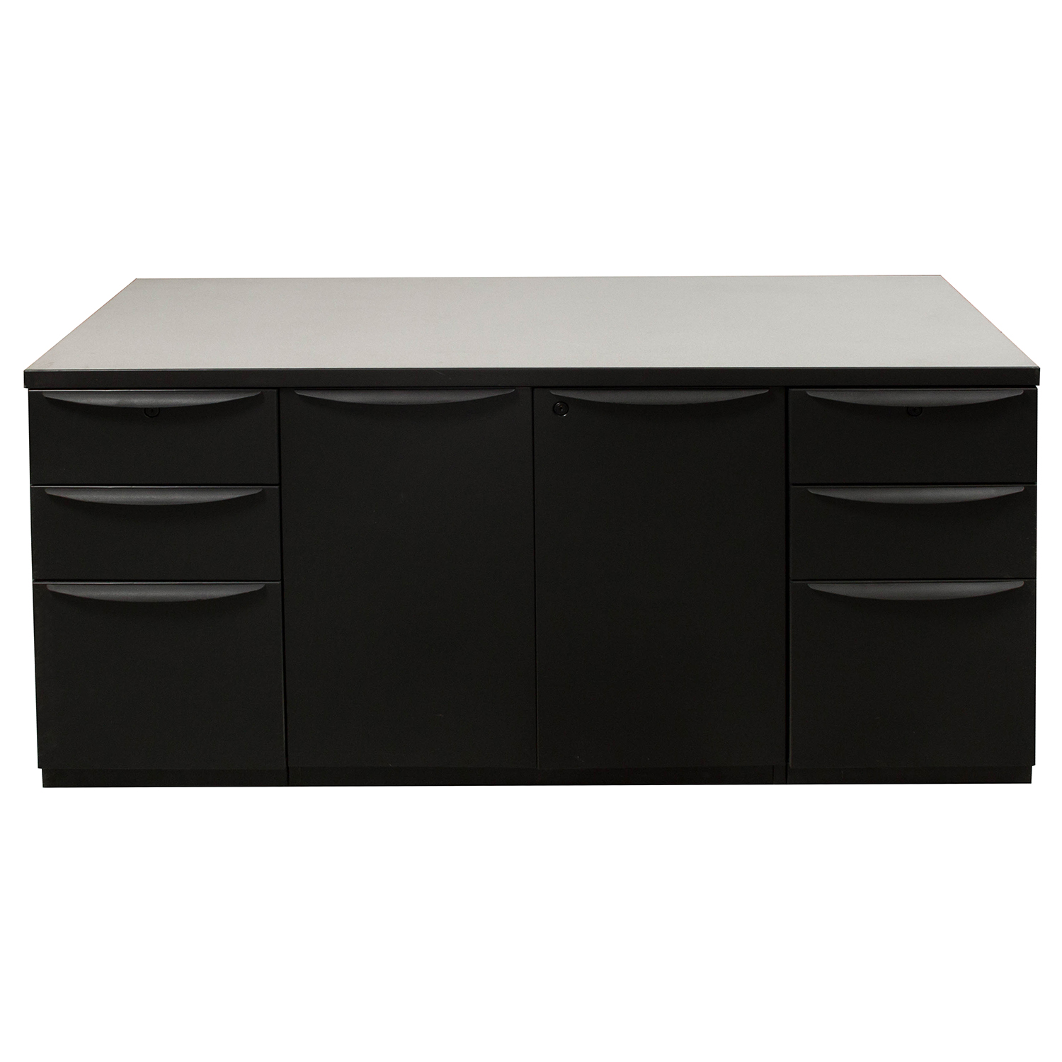 Haworth Used Oval Table 8ft Table and File Storage Credenza Set, Gray ...