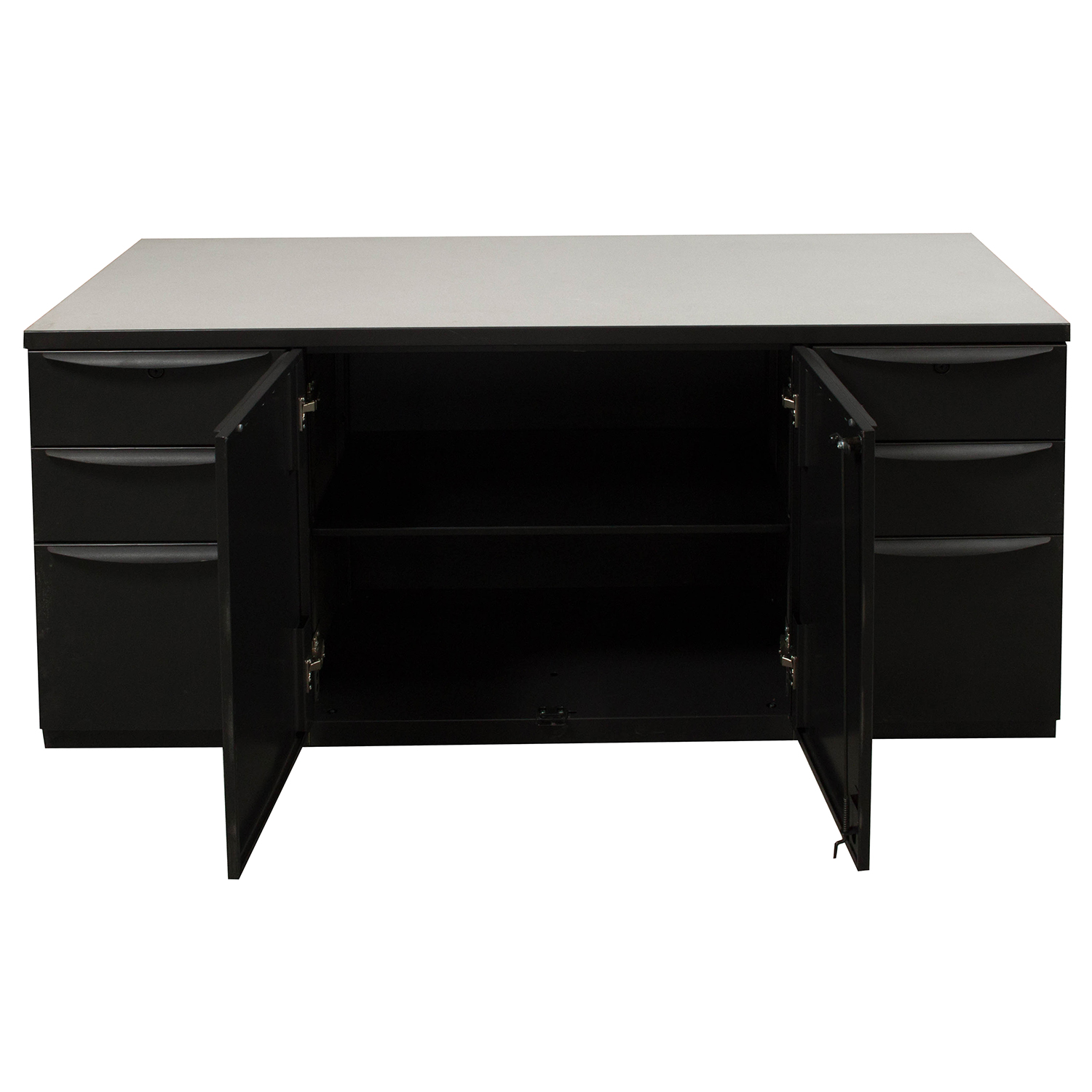 Haworth Used Oval Table 8ft Table and File Storage Credenza Set, Gray ...