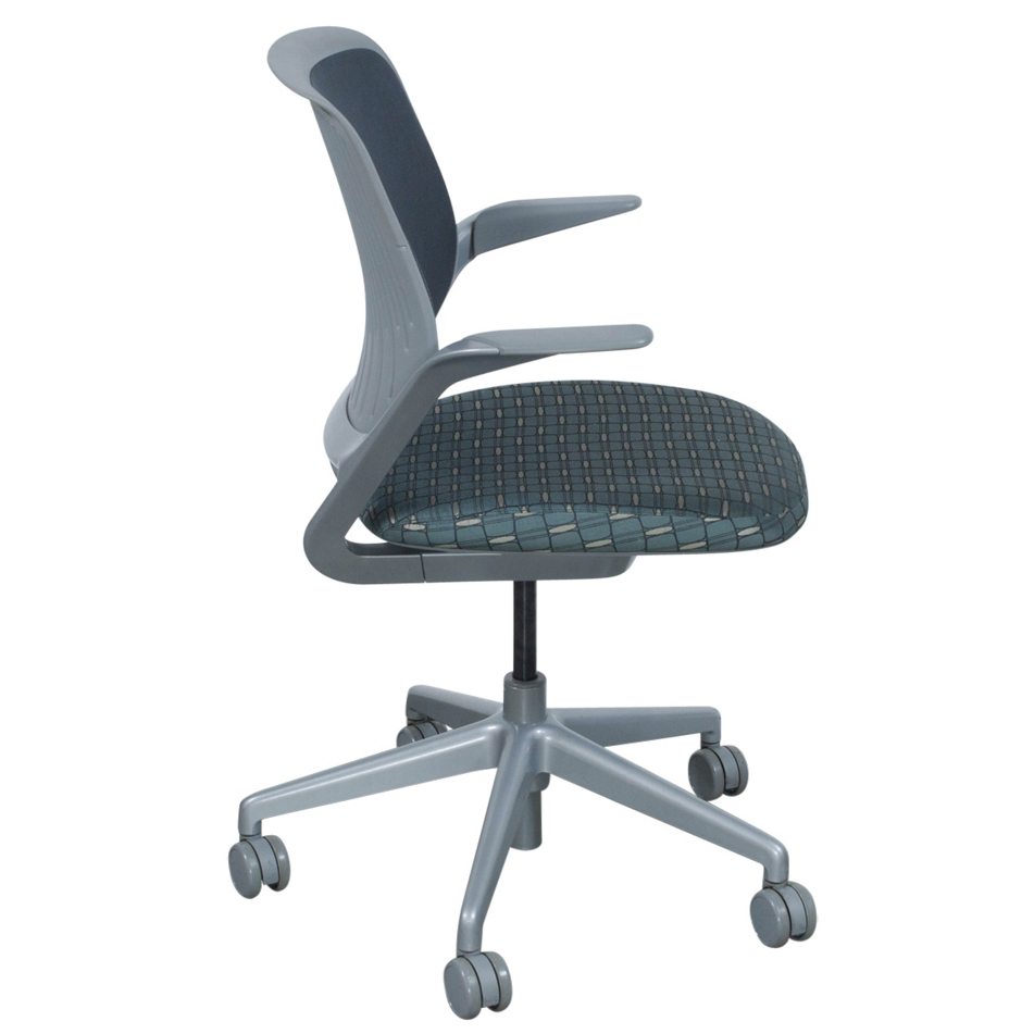 Steelcase Cobi Used Gray Mesh Conference Chair, Blue Pattern - National ...