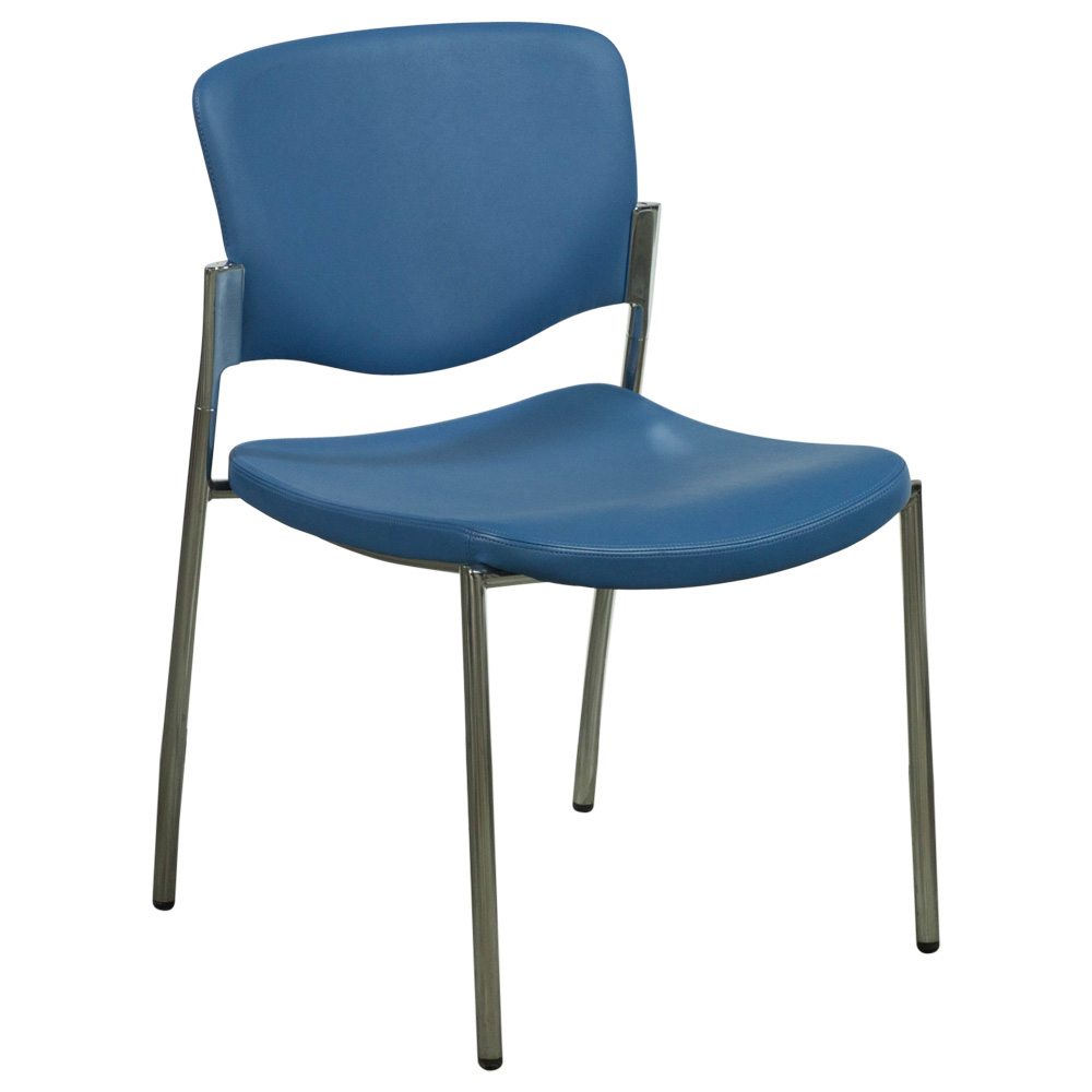 Stylex Welcome Used Leather Stack Chair, Blue - National Office ...