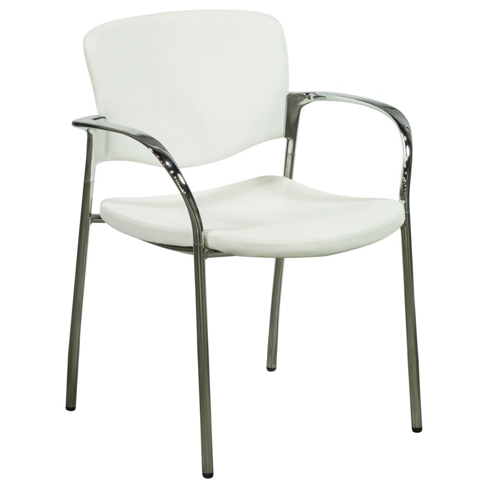 Stylex Welcome Used Leather Stack Chair, White - National Office ...