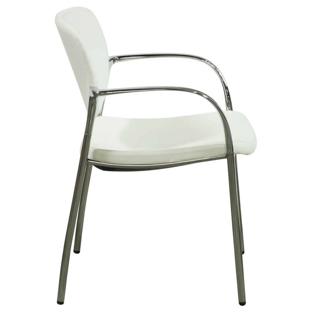 Stylex Welcome Used Leather Stack Chair, White - National Office ...