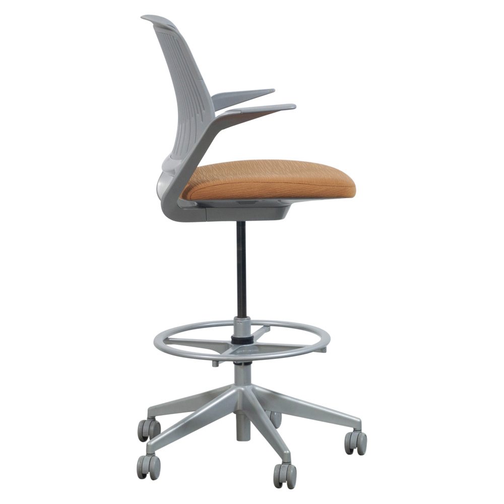 Steelcase Cobi Used Gray Mesh Stool, Orange Seat - National Office ...