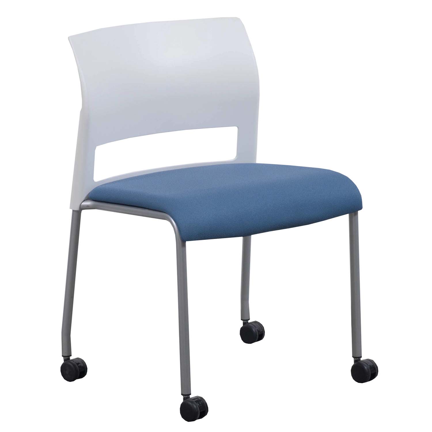 Steelcase Move Used Mobile Stack Chair, White and Blue - National ...