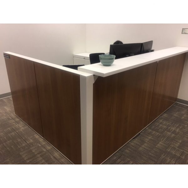 8×8 Haworth Compose Used Reception Cubicle Station, Walnut/White ...