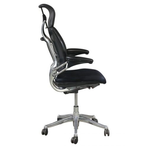Humanscale Freedom Used High Back Task Chair w/ Headrest, Black Leather ...