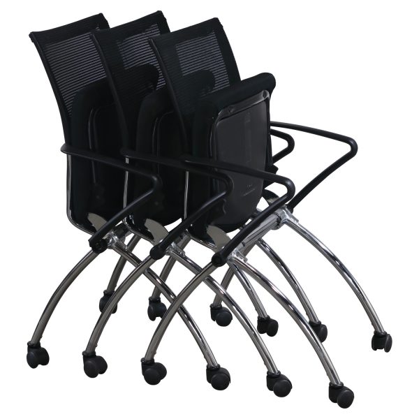 Mayline Valore Used Mesh Back Nesting Chair, Black - National Office ...