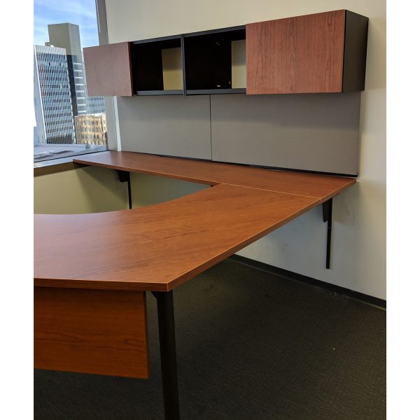Teknion Transit Used L-Shape Desk Set, Left Return Cherry - National ...