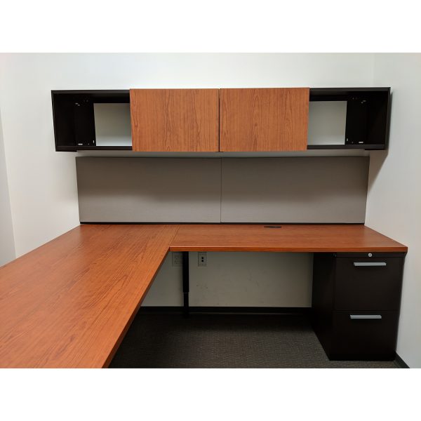 Teknion Transit Used L-Shape Desk Set, Right Return Cherry - National ...