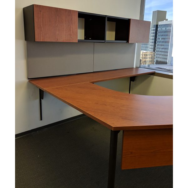 Teknion Transit Used L-Shape Desk Set, Right Return Cherry - National ...