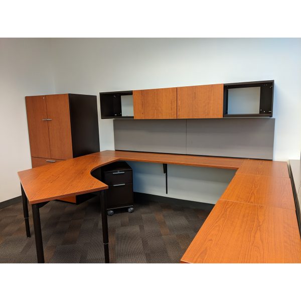 Teknion Transit Used U-Shape Desk Set, Right Return Cherry - National ...