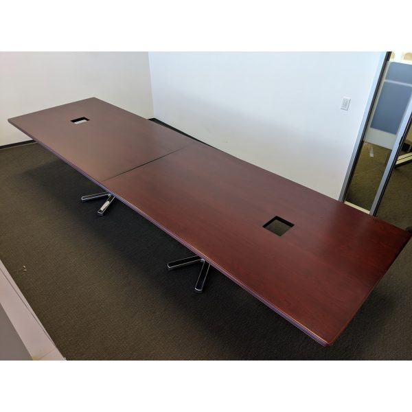 Wood Veneer Used 14 Foot Conference Table, Mahogany - National Office ...
