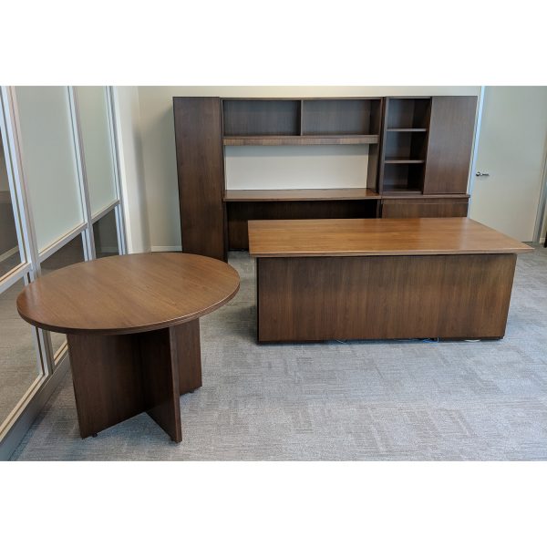 Haworth Master Series Used Executive Desk Set, Walnut - National Office ...
