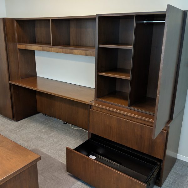 Haworth Master Series Used Executive Desk Set, Walnut - National Office ...