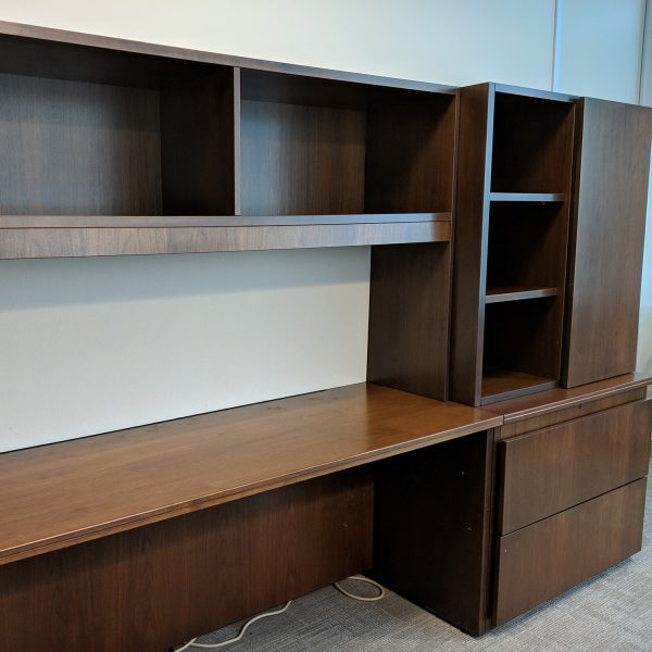 Haworth Master Series Used Executive Desk Set, Walnut - National Office ...
