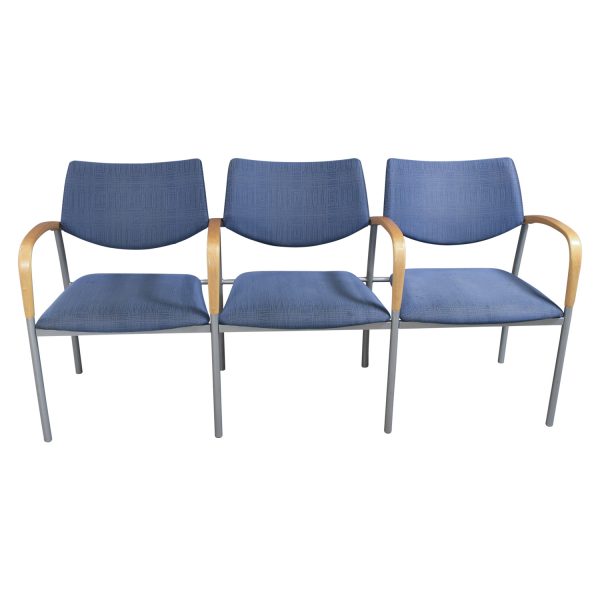 Gunlocke Molti Used 3 Seat Tandem Chair, Blue Pattern - National Office ...