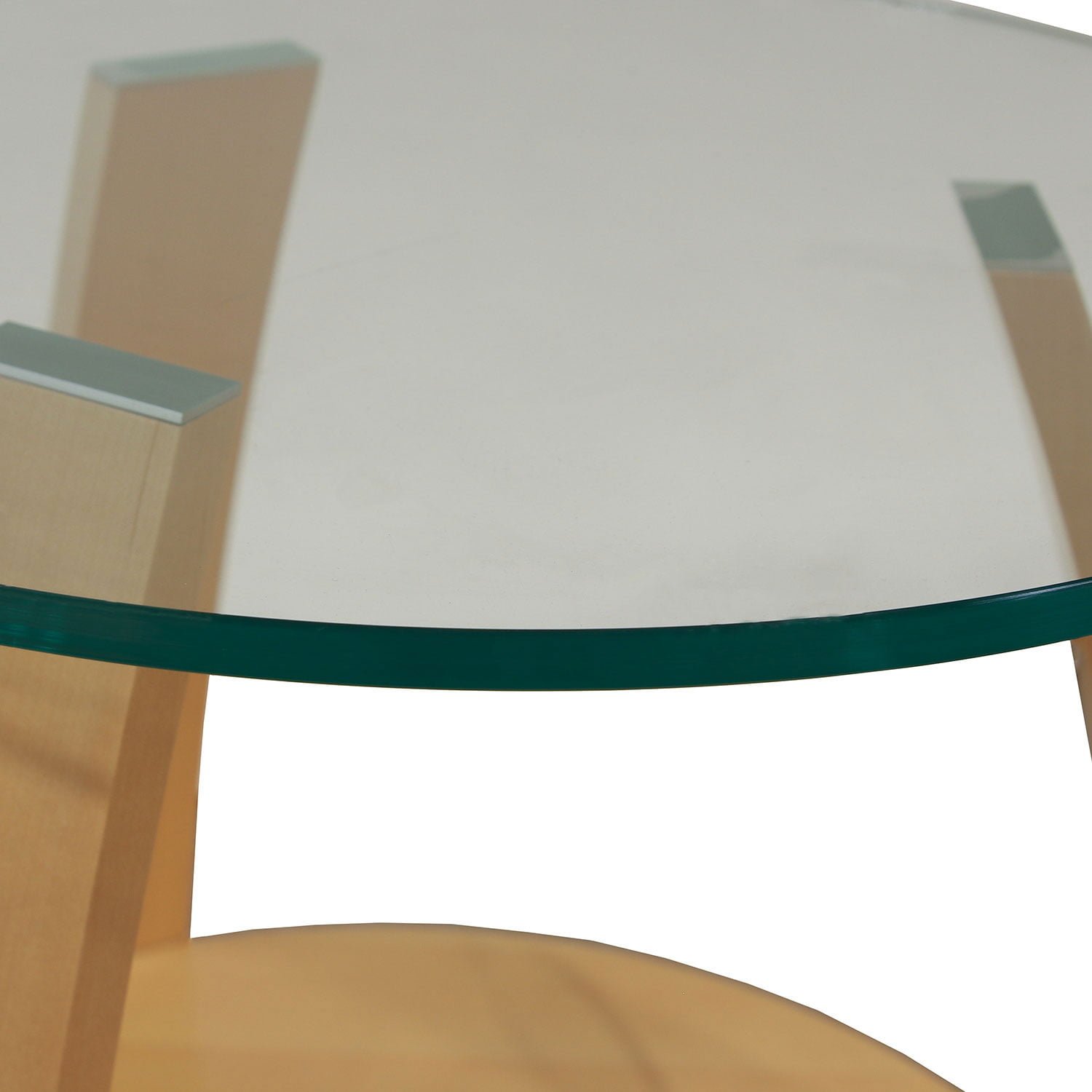 Nienkämper Used 20 Inch Round Table With Glass Top, Maple - National ...