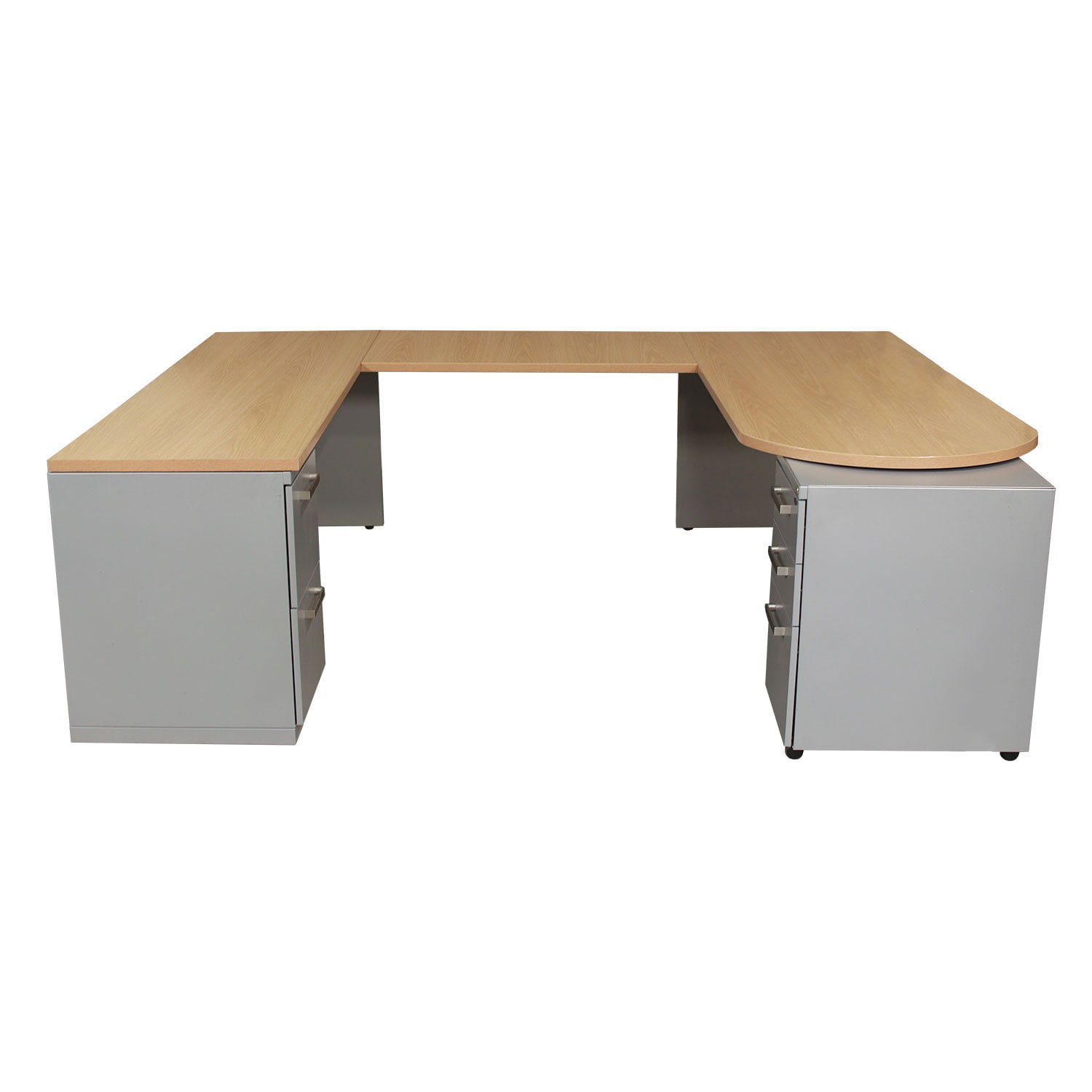 6x8 Haworth Used U-Shape Left Return Desk Set with Overheads, Maple ...