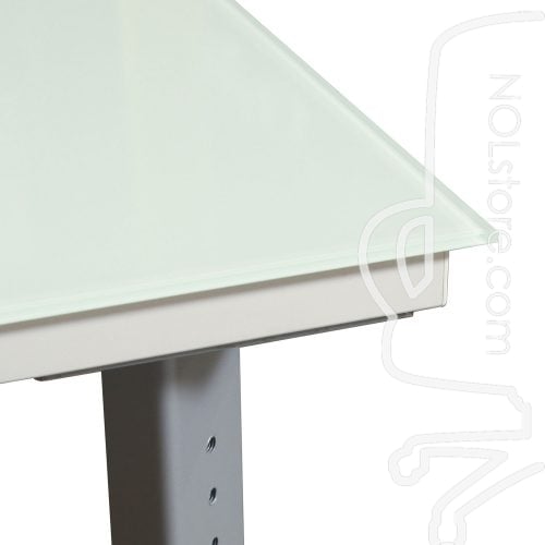 9' Rectangular Used Glass Work Table w/ Lateral File, Dark Gray ...