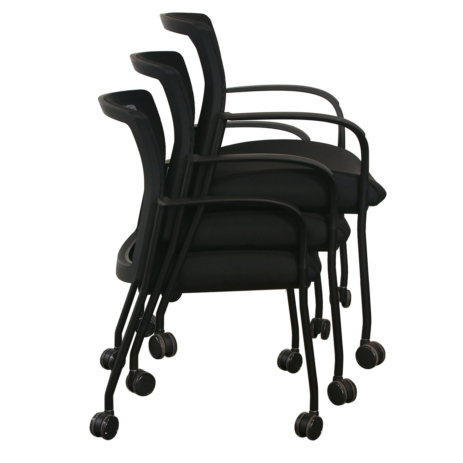 Global Upholstery Vion Used Mobile Stack Chair, Black - National Office ...
