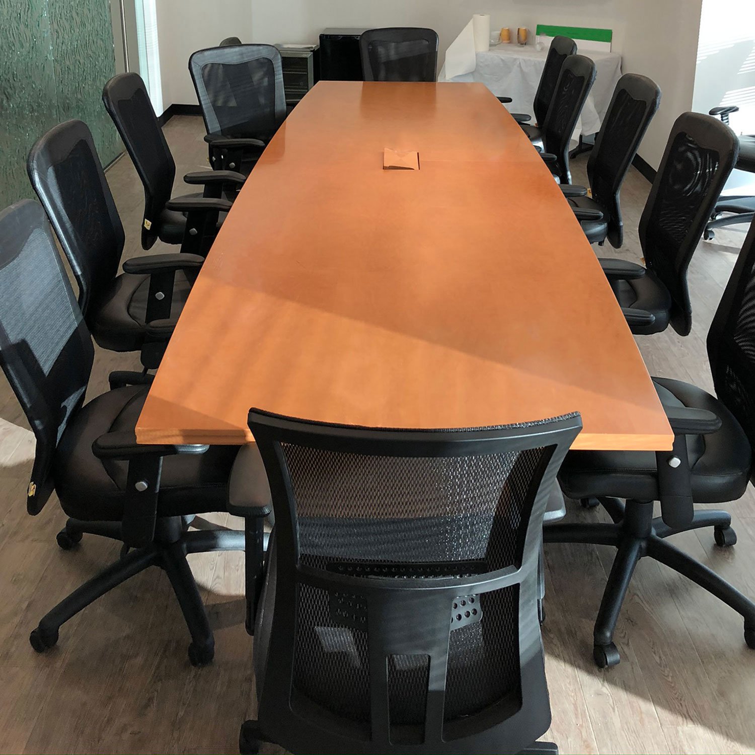 14 Foot Used Wood Veneer Conference Table, Cherry - National Office ...
