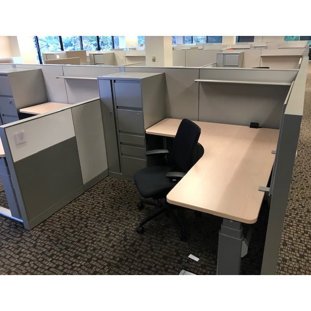 Steelcase Answer 7x6 Used Cubicle w Adjustable Desk Left Return - Sold ...
