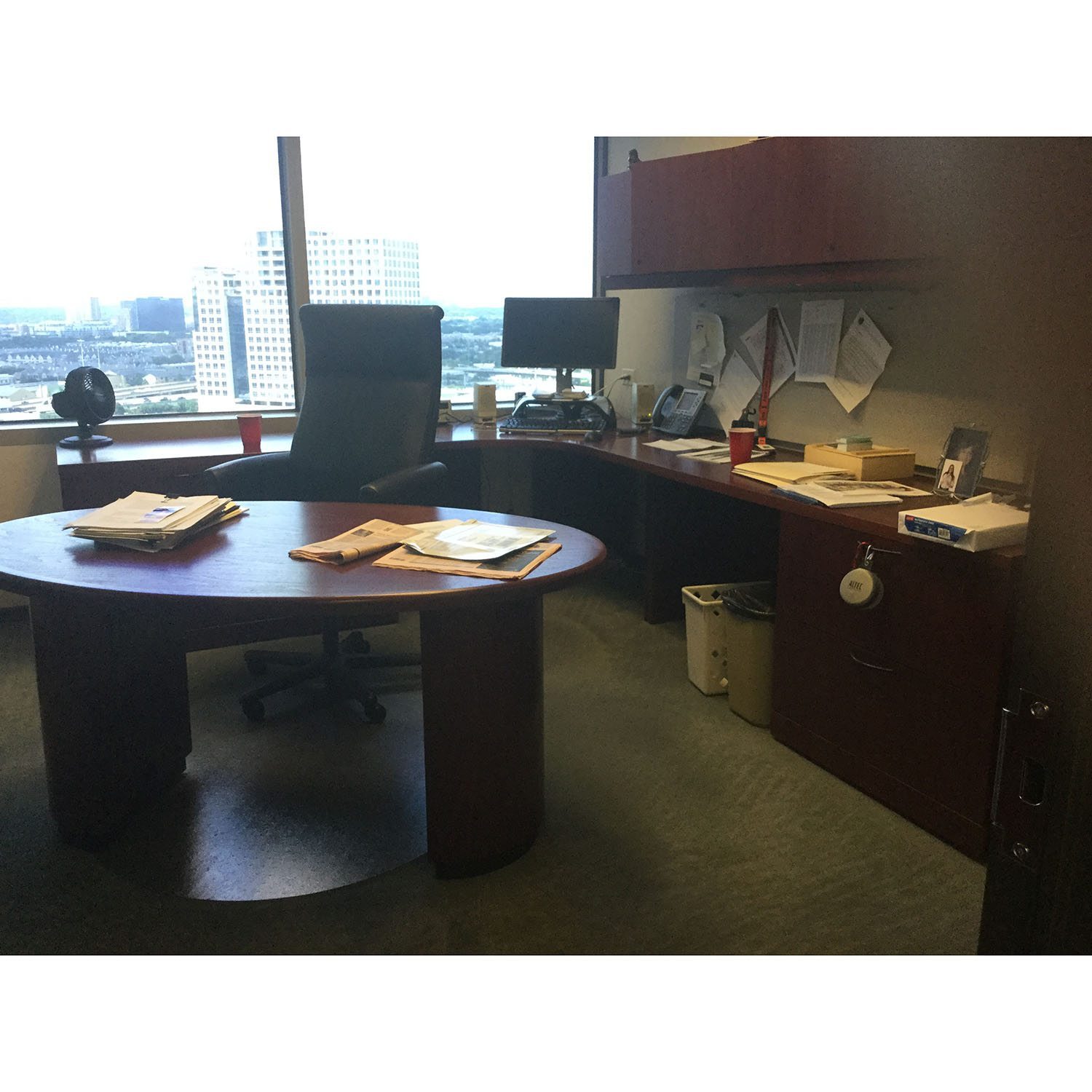 Steelcase Used 36x72 Oval Corner Desk Set, Mahogany - National Office ...