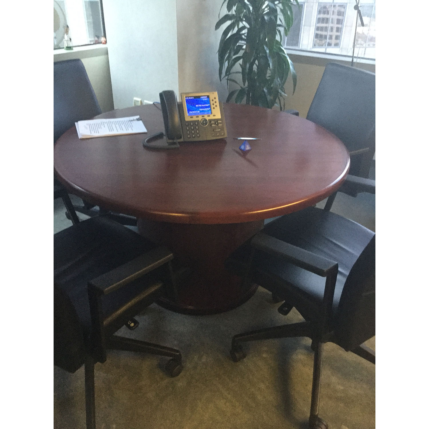 Steelcase Used 48 Inch Round Conference Table, Mahogany - National ...