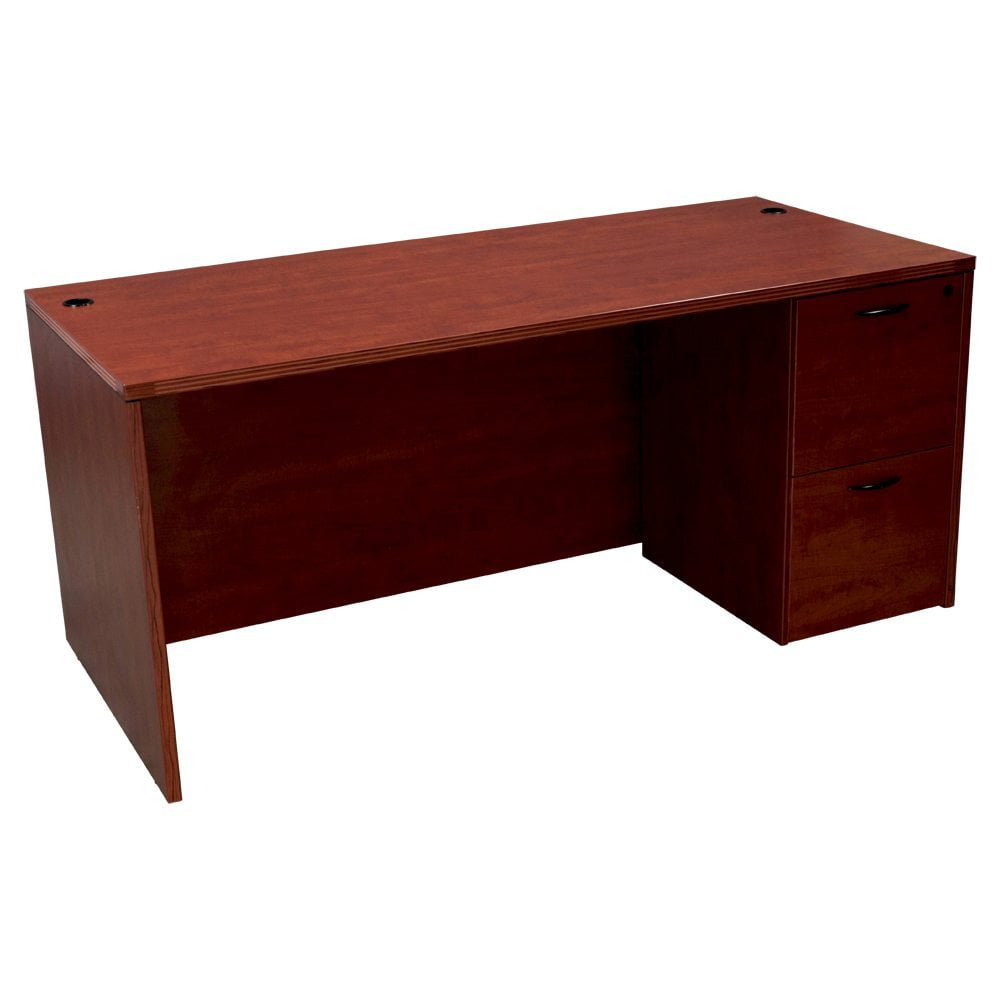 Laminate 30x66 Single Pedestal Used Desk, Cherry - National Office ...