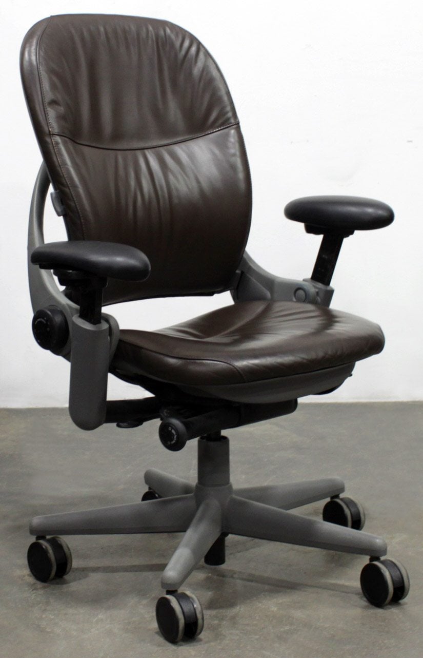 Steelcase Leap Used Leather Task Chair, Brown - National Office ...