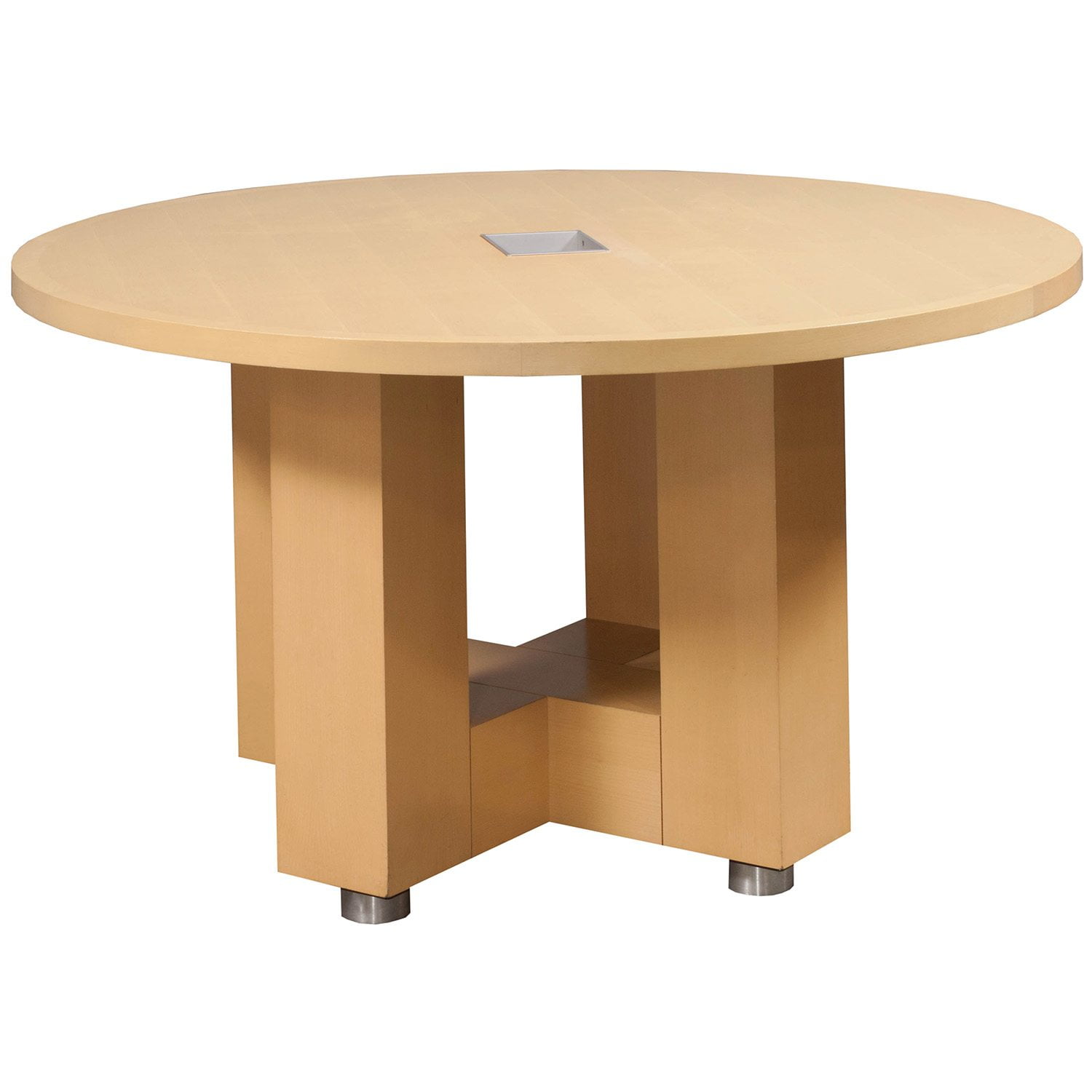 Used Veneer 48" Round Conference Table, Maple - National Office ...