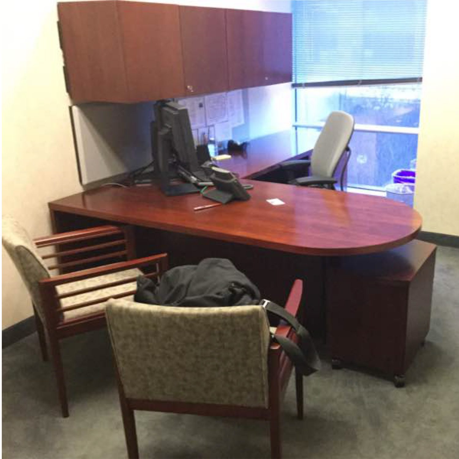 Steelcase Garland Used Veneer L Shape Right Return Desk, Mahogany ...