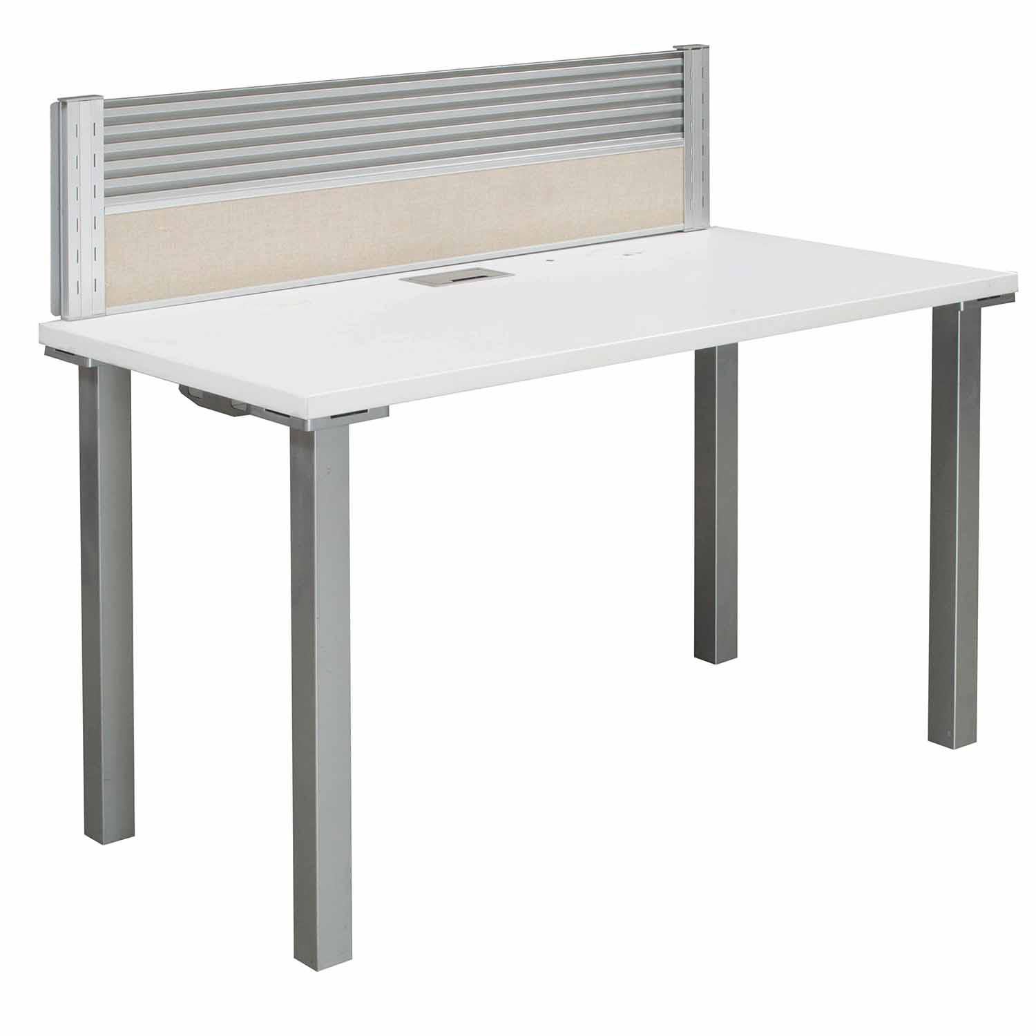Used Work Table With Privacy Panel, White - National Office Interiors ...