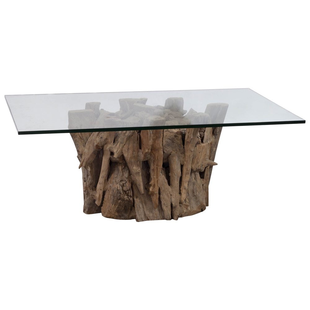 Tree Trunk Used 28x48 Glass Top Table - National Office Interiors and ...