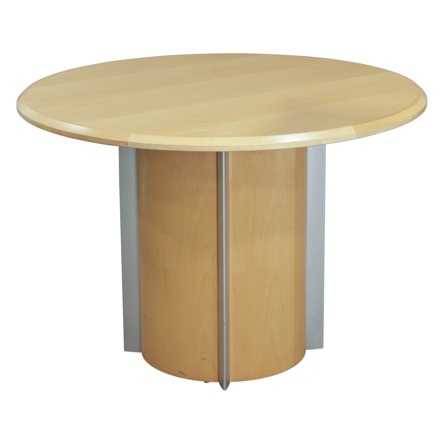 42 Inch Used Round Wood Veneer Meeting Table with Cable Door, Maple ...