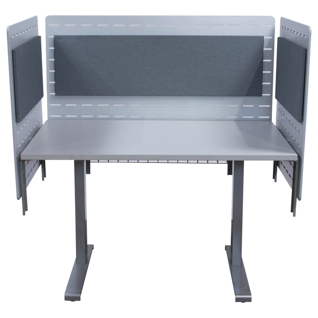 Standalone Used Privacy Desk, White with Gray Pattern - National Office ...