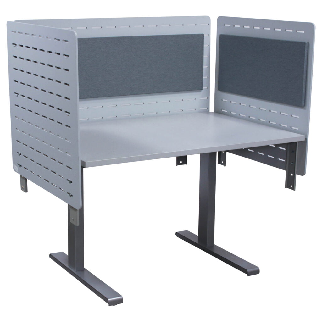 Standalone Used Privacy Desk, White with Gray Pattern - National Office ...