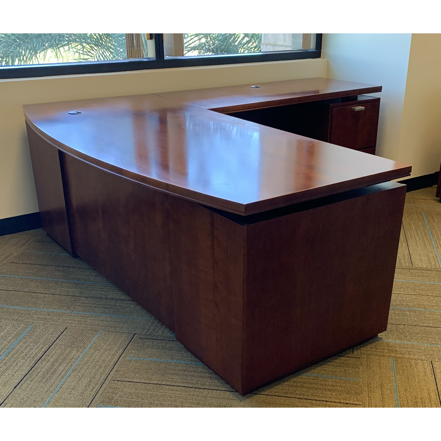 Kimball Used Veneer L-Shaped Desk with Right Return, Cherry - National ...