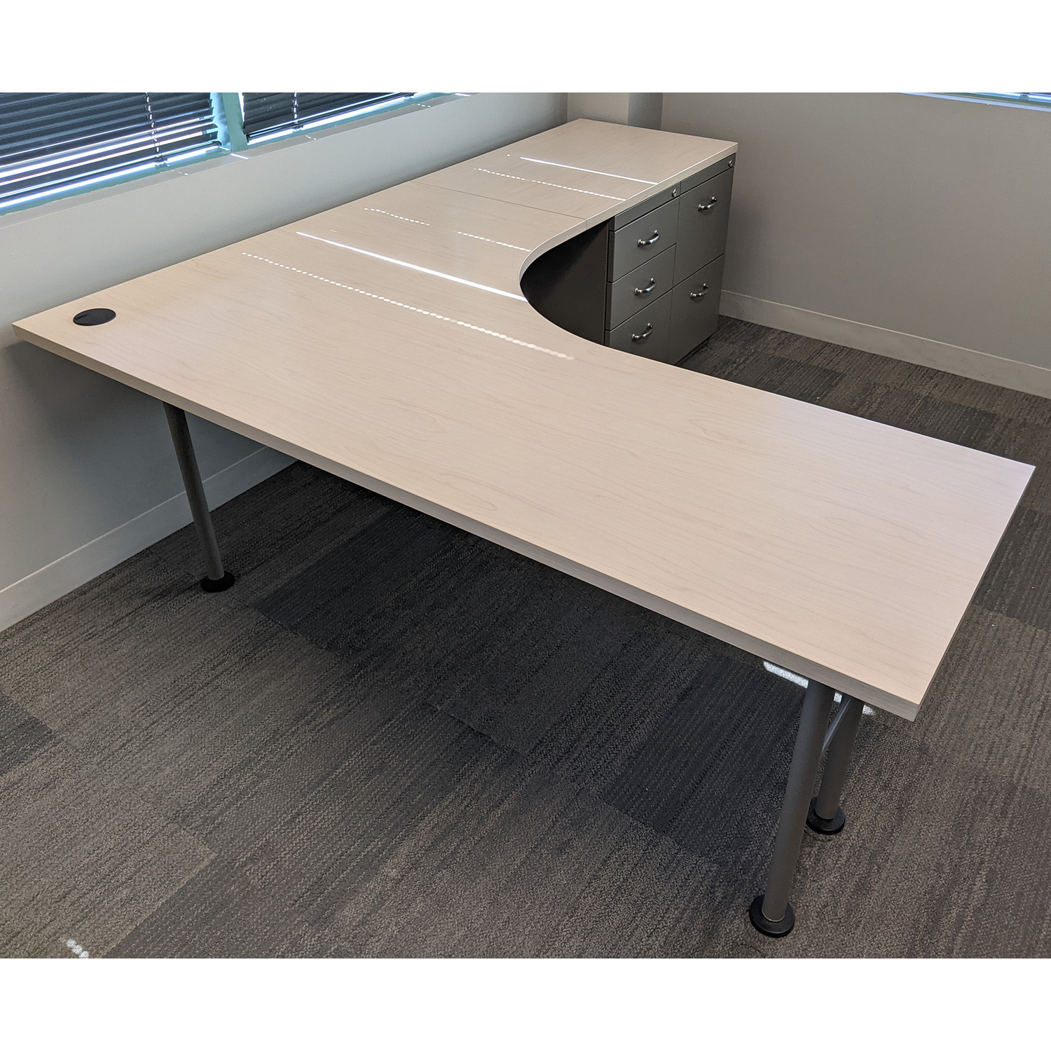 Used L-Shaped Laminate Desk, Maple - National Office Interiors and ...