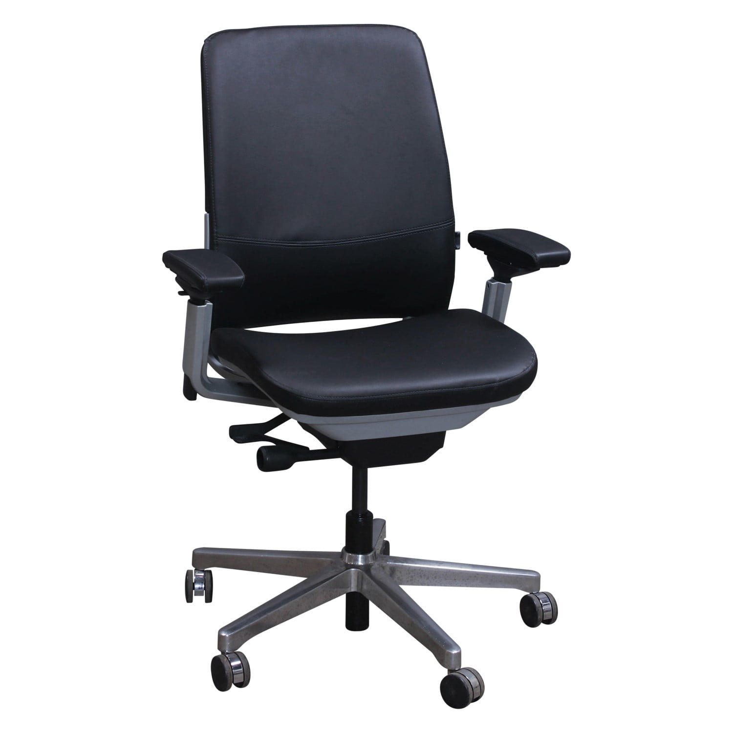Steelcase Amia Used PU Leather Task Chair with Chrome Base, Satin Black ...