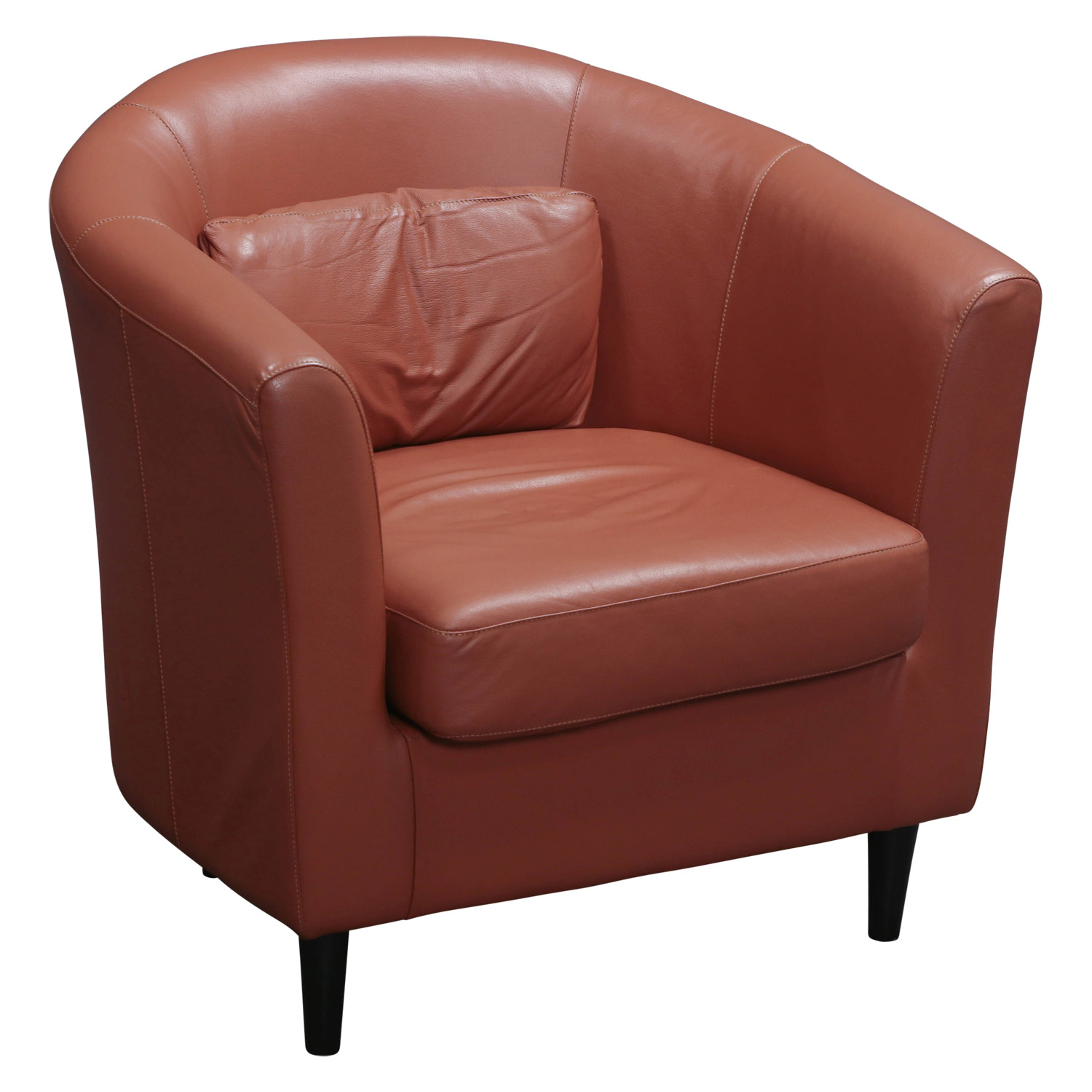 Rustic Leather Used Barrel Style Club Chair, Rust - National Office ...