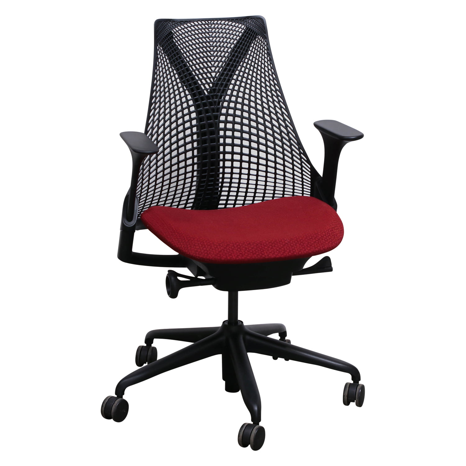 Herman Miller Sayl Used Black Back Conference Chair, Red Seat ...