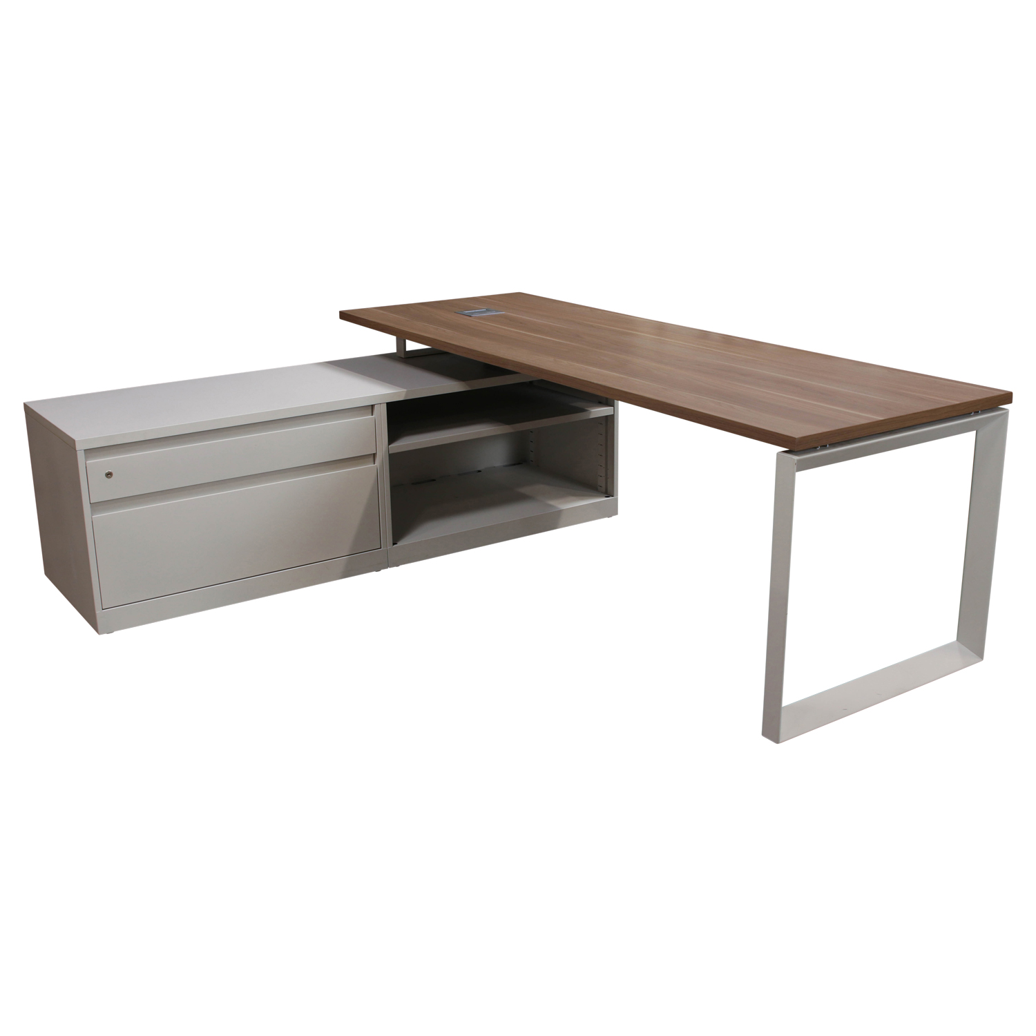 Steelcase Used L-Shaped Desk with Left Return, White and Walnut ...
