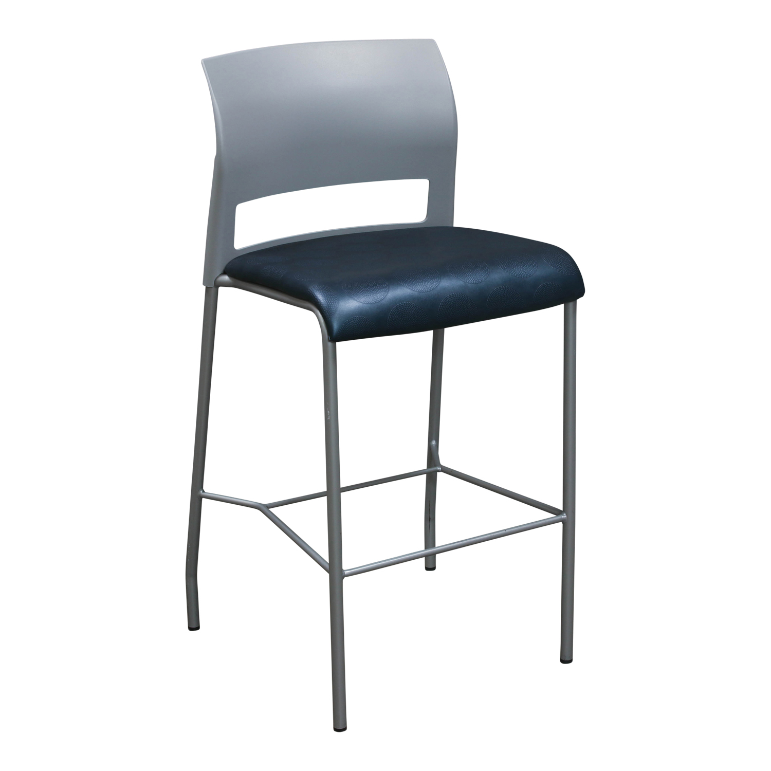 Steelcase Move Used Gray Stool, Blue Pattern Vinyl Seat - National ...
